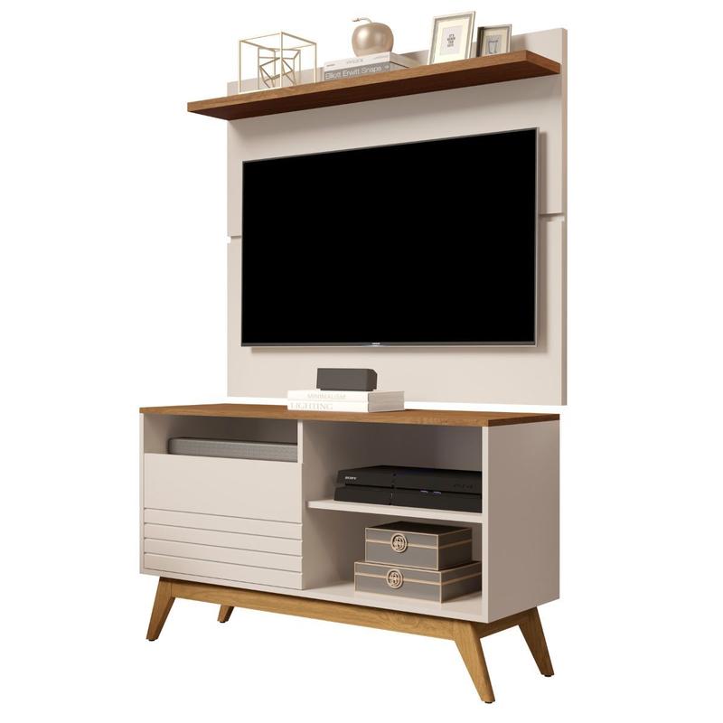 Rack com Painel para TV até 42" Off White/Freijó - Giga Moveis - Rack ...