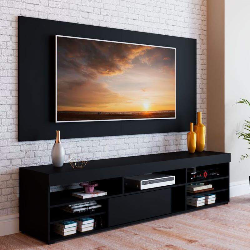 Rack Com Painel Para Tv Até 55 Polegadas Jhon Preto - Panorama Móveis ...