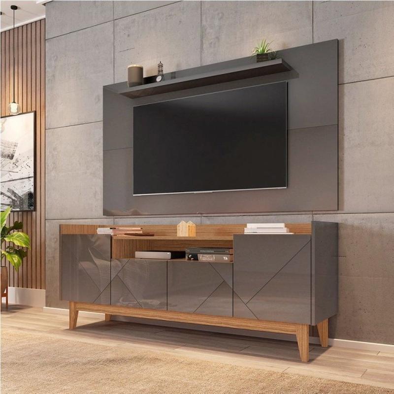 Rack com Painel para TV até 60 Polegadas Retrô Adria Esmeralda Casa D - Rack com Painel ...