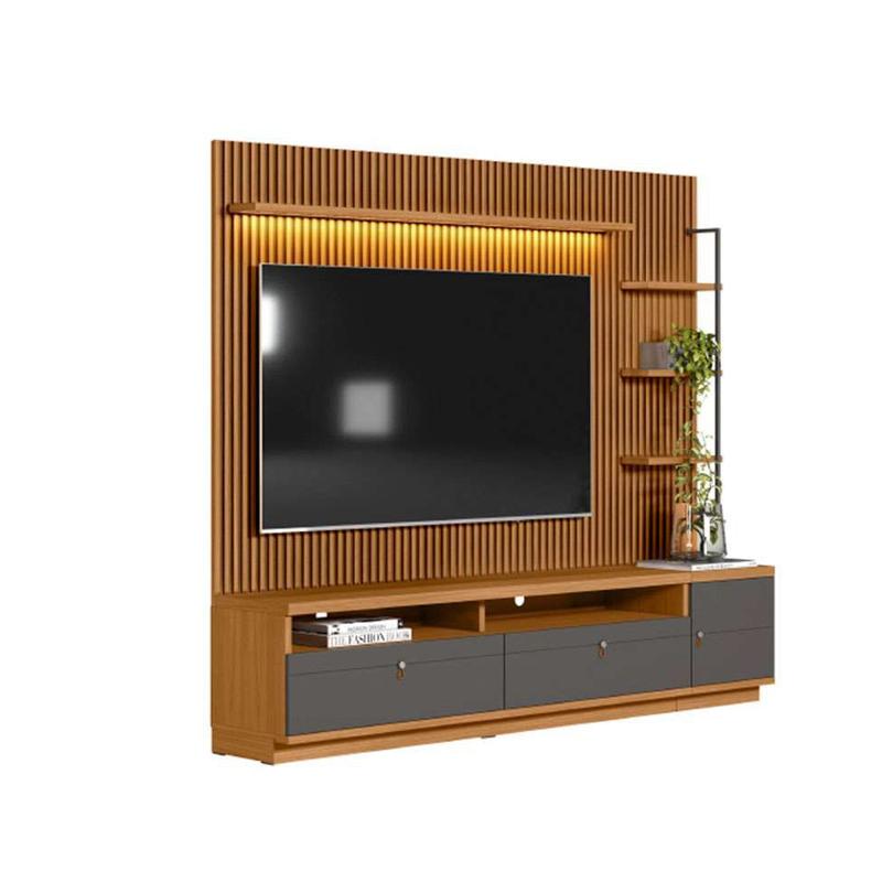 Rack com Painel para TV até 75 Polegadas Ouro Preto 1 PT 2 GV Nature e ...