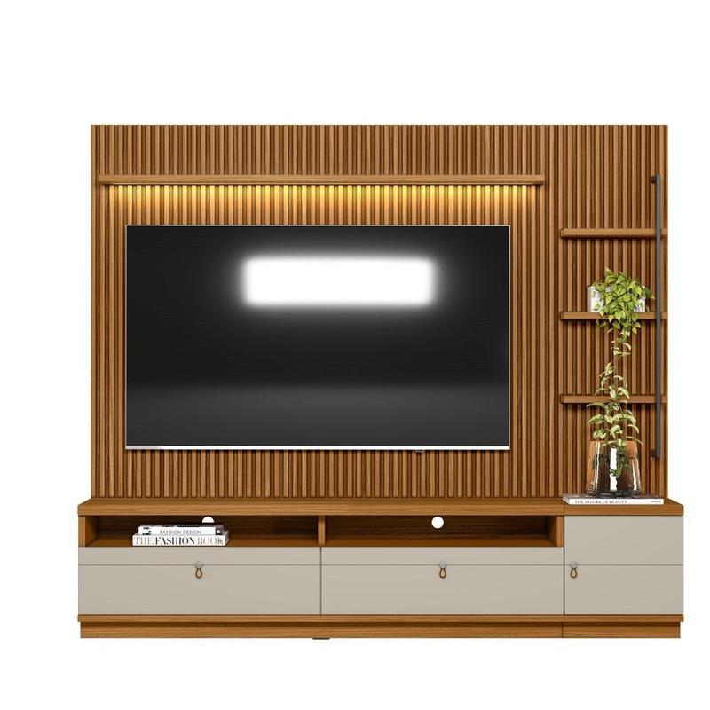 Rack com Painel Ripado 1 Módulo Lateral Ouro Preto Linea Brasil - Rack ...