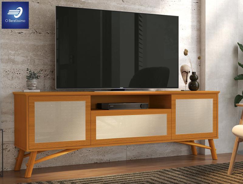 Rack com pés em madeira maciça moderno para TV até 75" - O Baratissimo ...