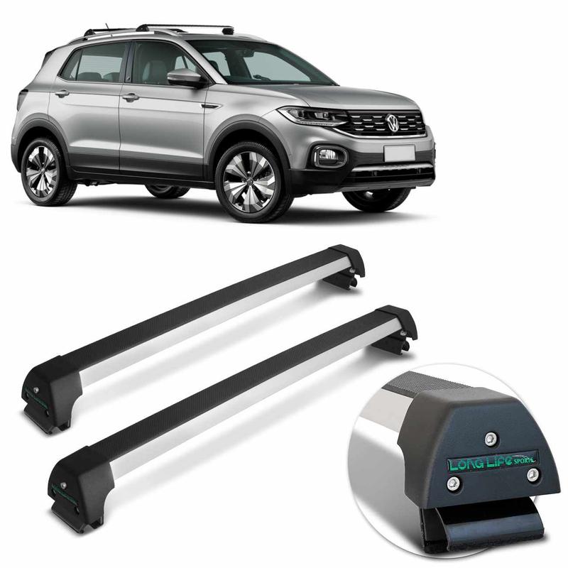 Rack de Teto T-Cross 2020 2021 Prata Long Life Sports com Longarinas ...