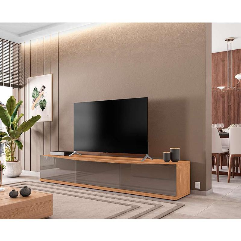 Rack Eros Cinza e Noce 220 cm - Casa D - Rack - Magazine Luiza