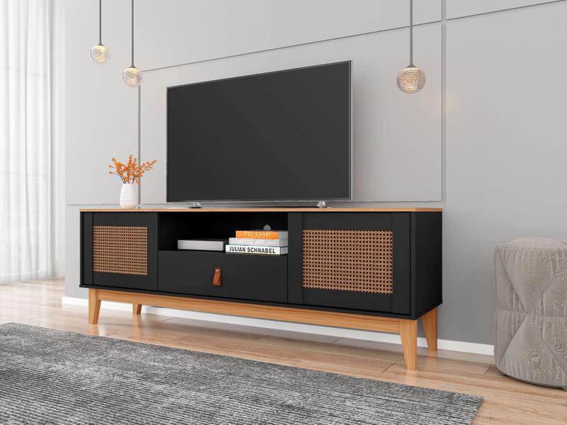 Rack esmeralda 160 2portas puxador classic preto / cedro - CASA D - Rack - Magazine Luiza