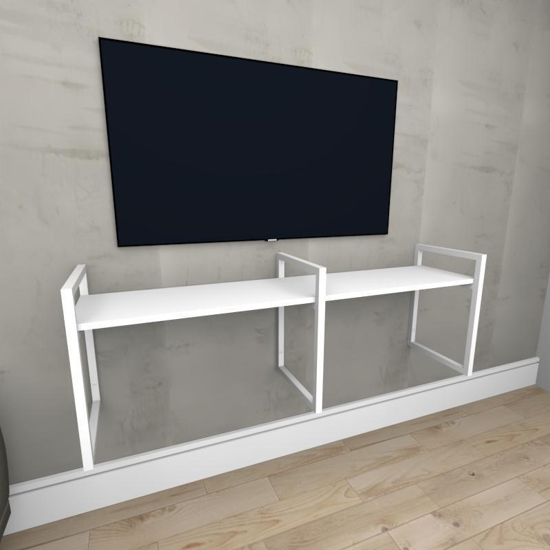 Rack estilo industrial aço cor branco prateleiras 30cm cor branca ...