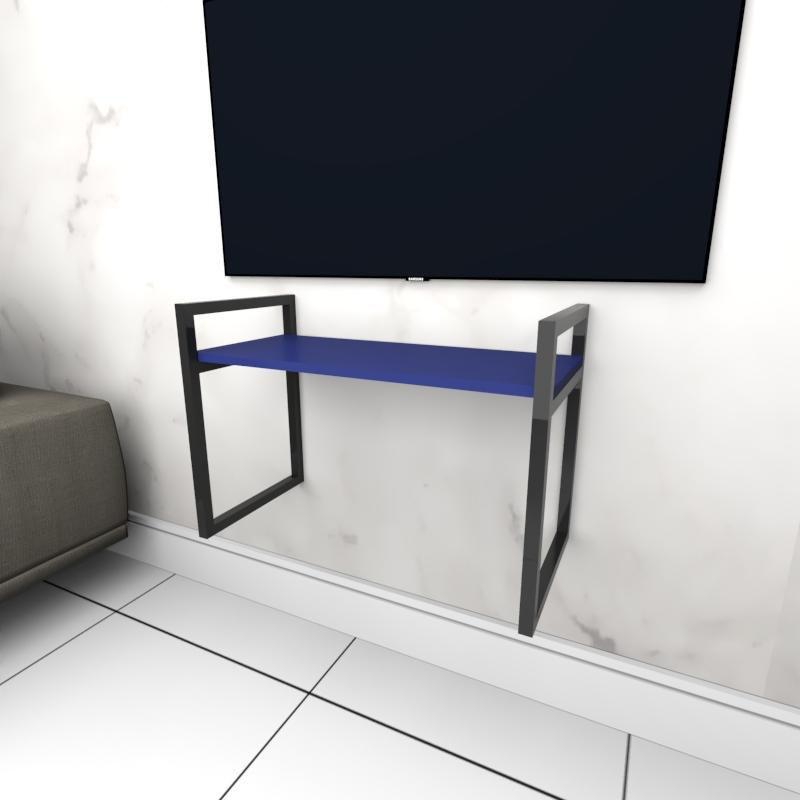 Rack estilo industrial aço cor preto mdf 30 cm cor azul escuro modelo ...
