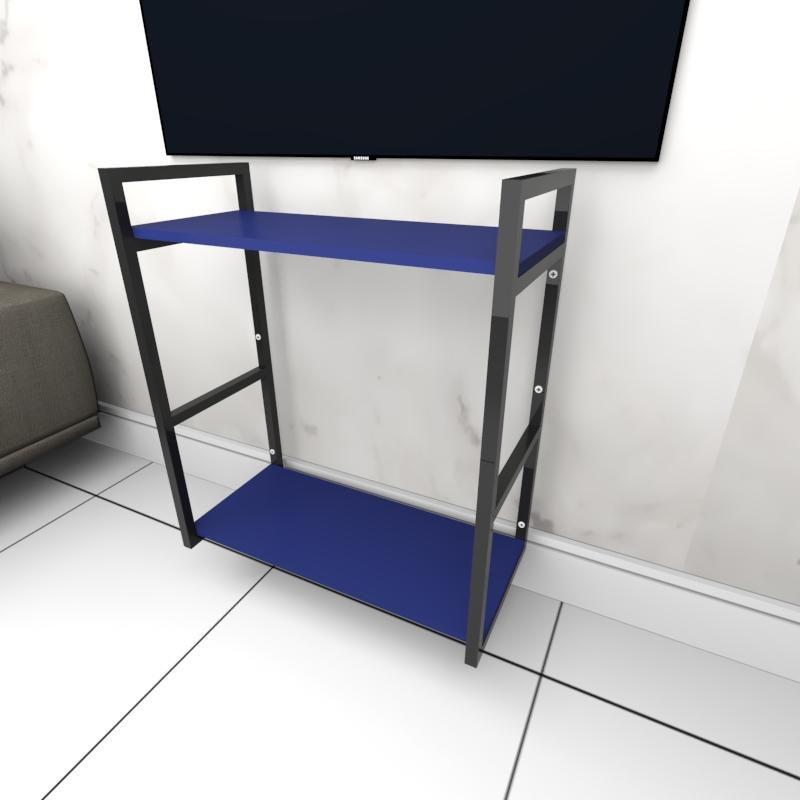 Rack estilo industrial aço cor preto mdf 30cm cor azul escuro modelo ...