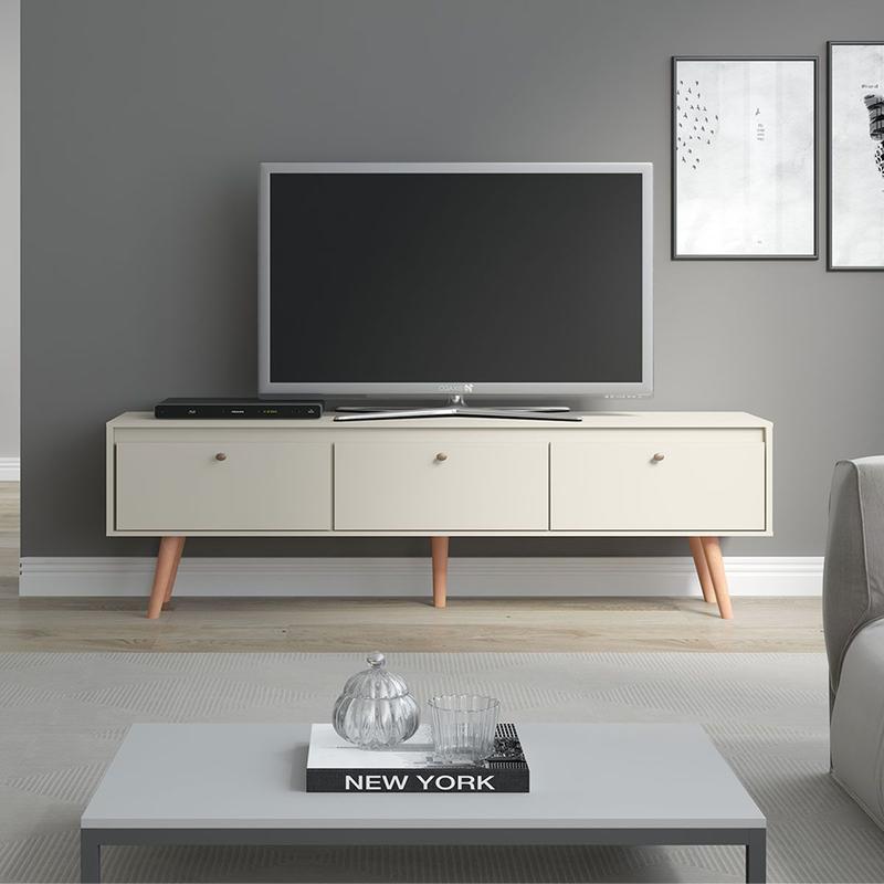 Rack Grande Retrô para TV 65 Pol. 160 x 59 Cm 3 Portas MDP Champanhe ...