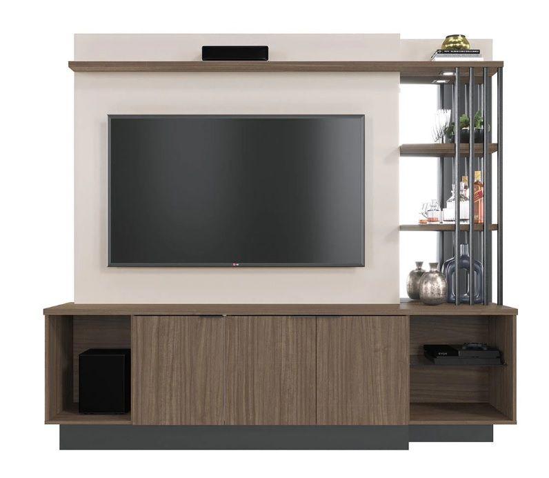 Rack Meredith TV 65" Nogueira Real Off White Preto Tana Decor - Colibri ...