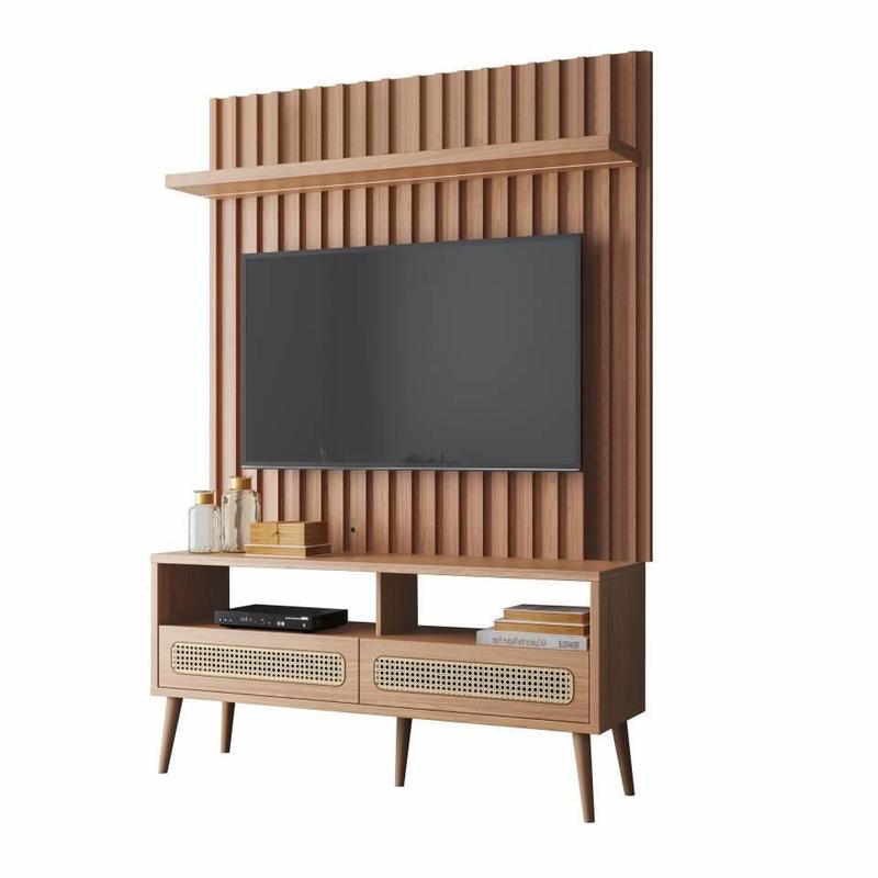 Rack Painel Ripado Com Led Freijó 2 Gavetas Palha Natural - 72101 - Sun ...