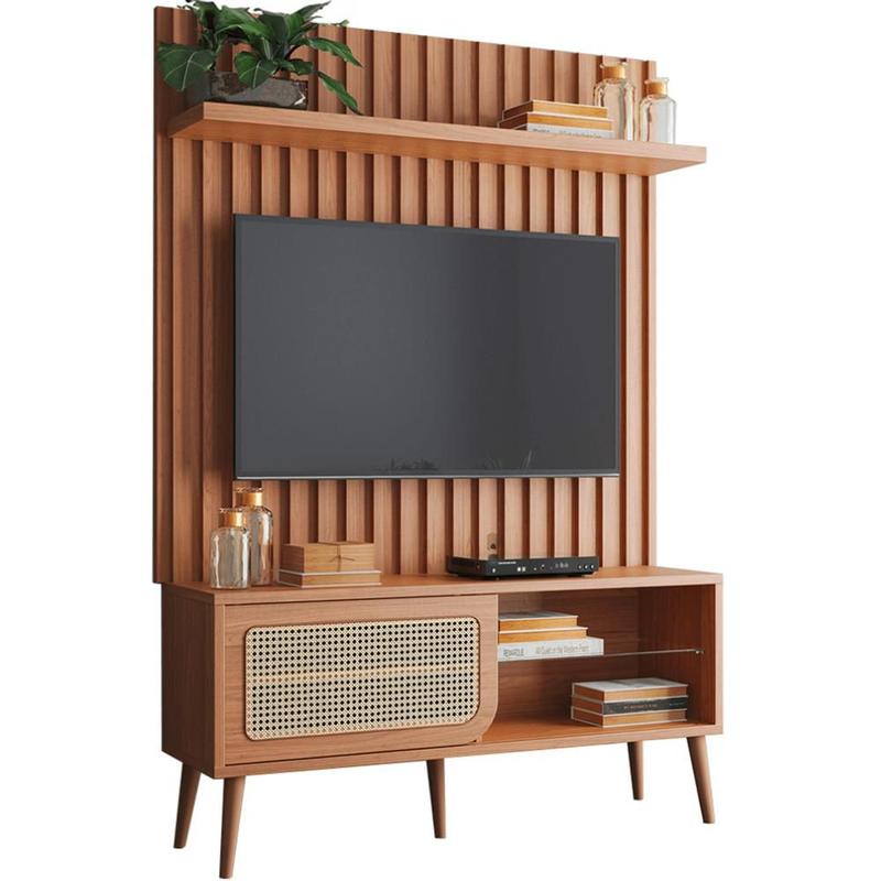 Rack Painel TB324 Dalla Costa 139 cm (largura) em MDF cor Freijó 1 ...