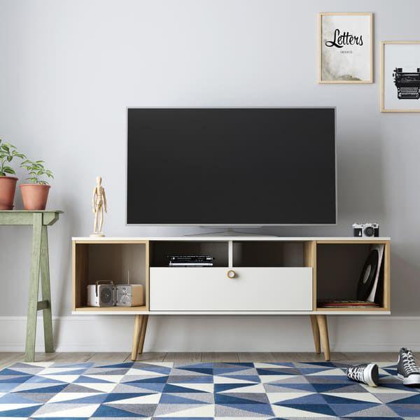 Rack para sala de tv 1 porta 2 nichos 1,60m - Larsen-Off White Fosco ...