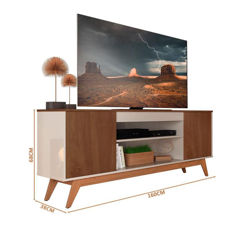 Rack Para Sala Grande Com Nichos Off White Freijó Germai - Rack ...