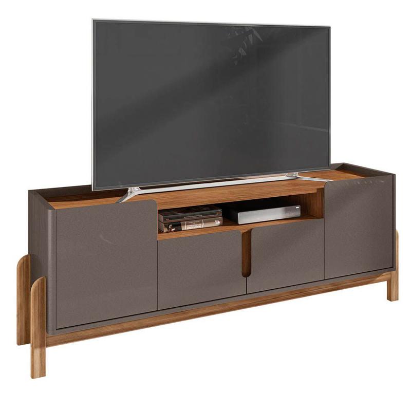 Rack Para Sala TV Até 60 Pol. 4 Portas 1.60 Lizz C14 Cinza Perola/Cedro ...