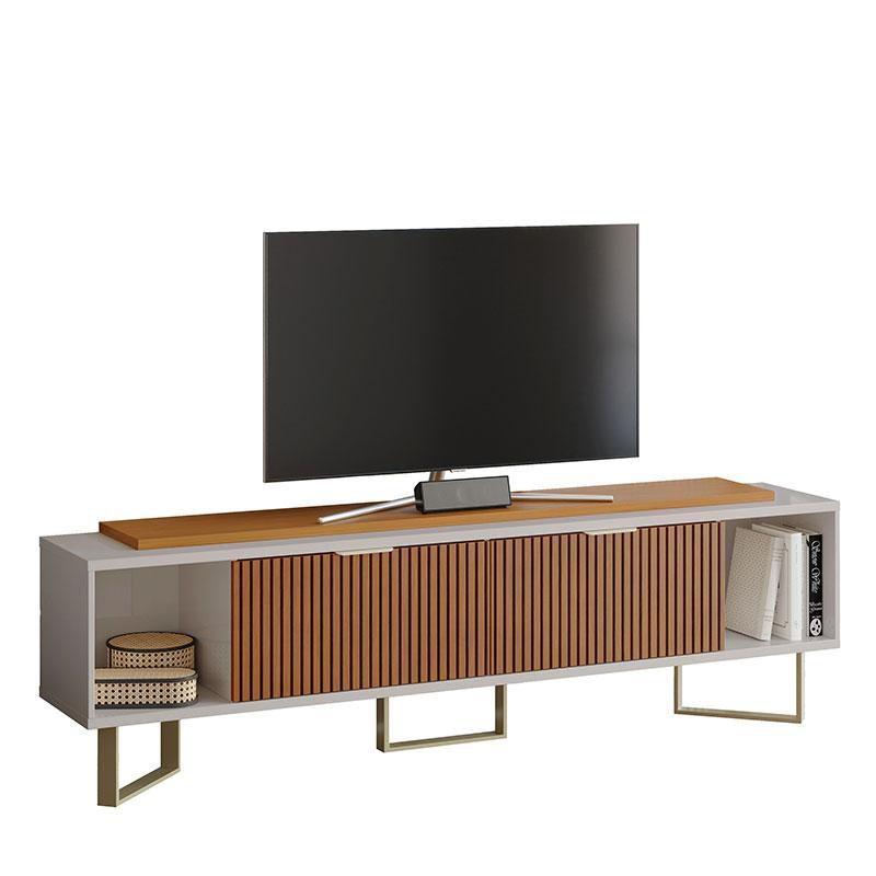 Rack Para TV 75 Polegadas Sagary 2.1 EAX Móveis Off White/Tauar Ripado ...