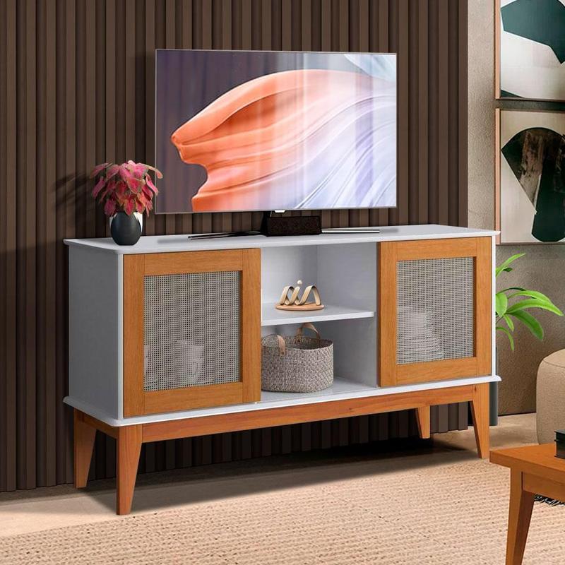 Rack Para TV Até 43 Polegadas 2 Portas Off White Madeira Ben Shop JM ...