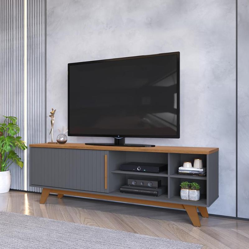 Rack para TV até 50 Polegadas 2 Portas DJ Móveis Romeu Freijó Cinza ...