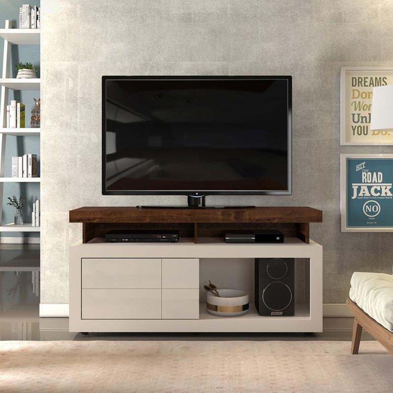Rack para TV até 55 Polegadas DJ Móveis Verano - Malbec/Off White - Rack - Magazine Luiza