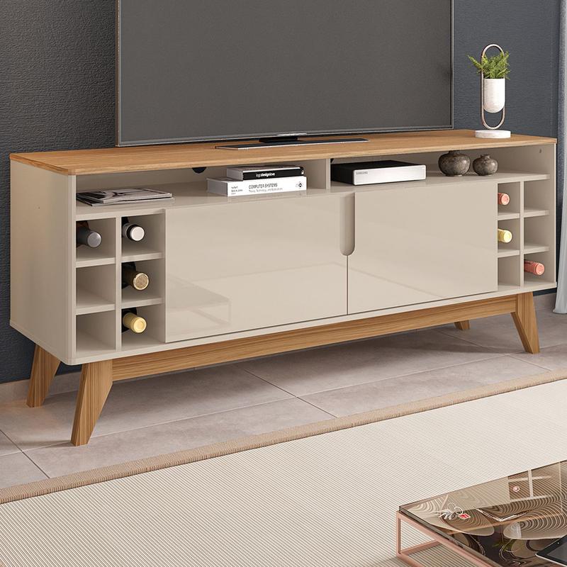 Rack Para Tv Até 60 Polegadas 2 Portas 2 Prateleiras Wine Off White ...