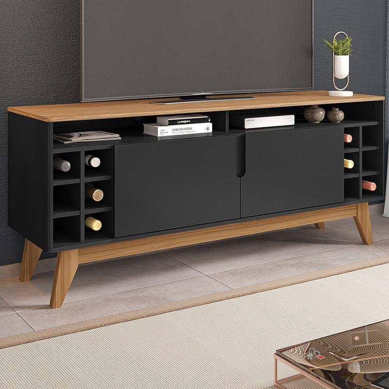 Rack Para Tv Até 60 Polegadas 2 Portas 2 Prateleiras Wine Preto/noce ...