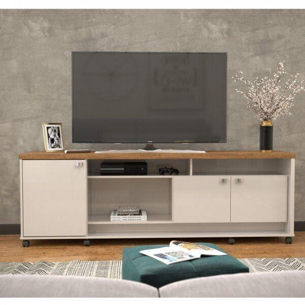 Rack para TV até 60 Polegadas 3 Portas 3 Nichos Dallas Lukaliam Móveis ...