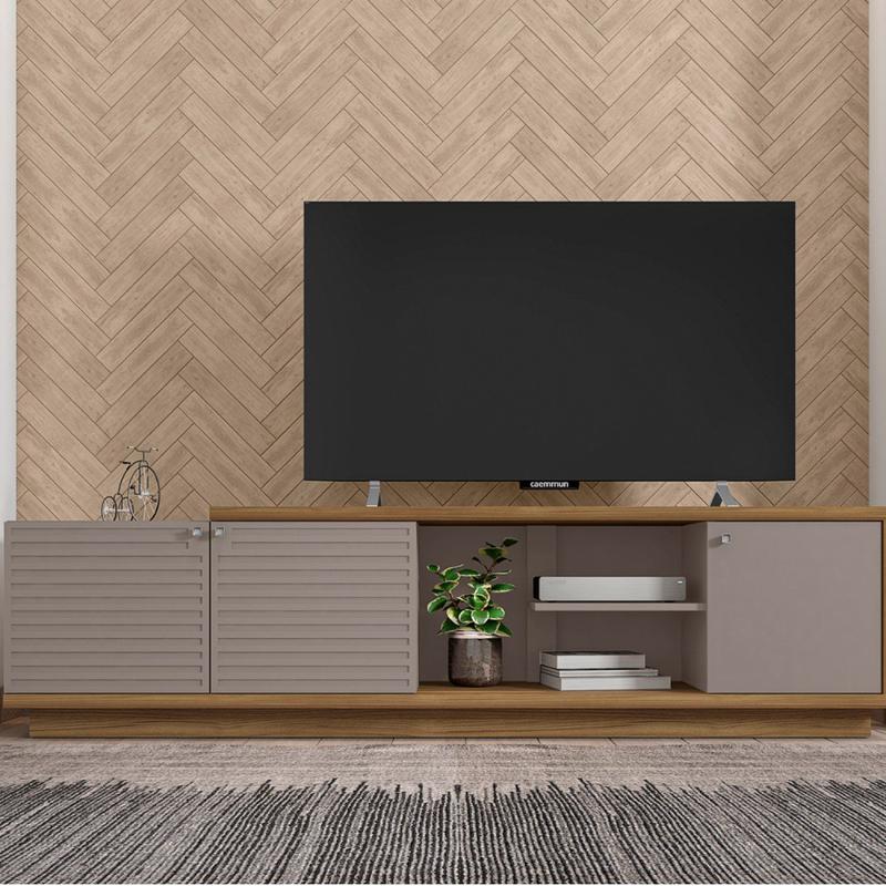 Rack para TV Até 60 Polegadas 3 Portas Las Vegas Caemmun Cacao/Lâmina ...