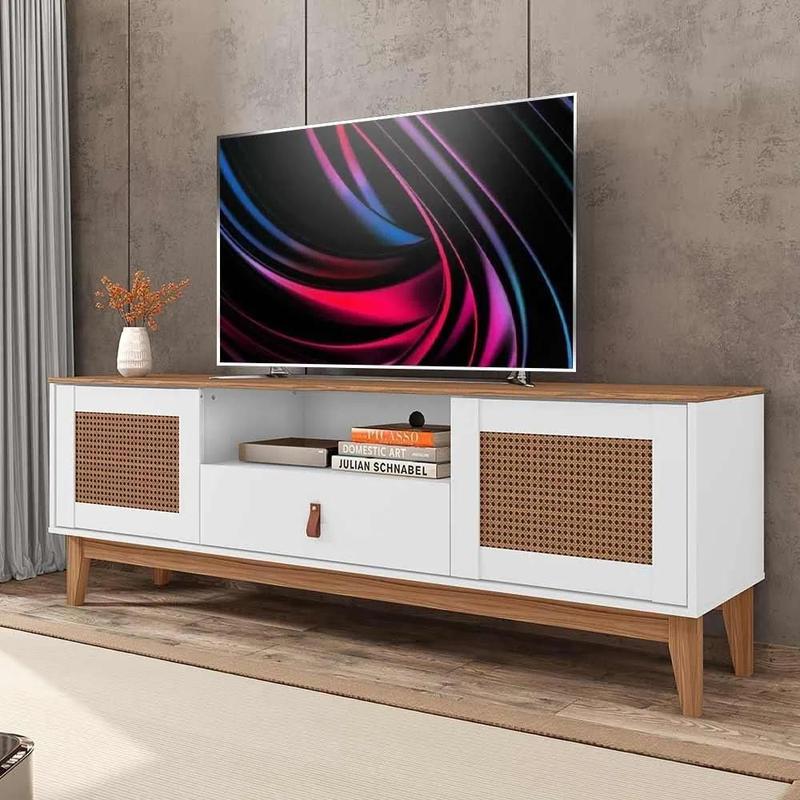 Rack para tv até 60 polegadas esmeralda casa d branco/noce - Village Móveis - Rack - Magazine Luiza
