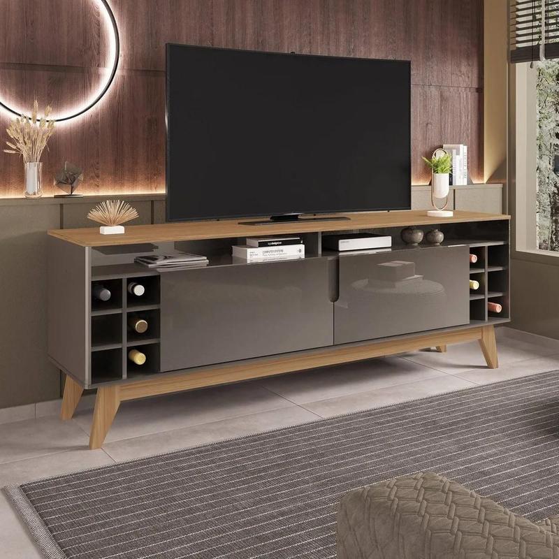 Rack para tv até 60 polegadas wine 1,60 cinza/noce - Village Móveis ...