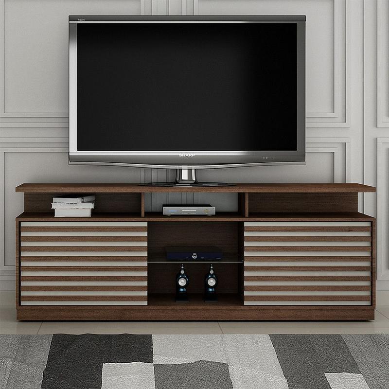 Rack Para TV Até 70 Polegadas 2 Portas 1 Prateleira 4 Nichos Roma ...