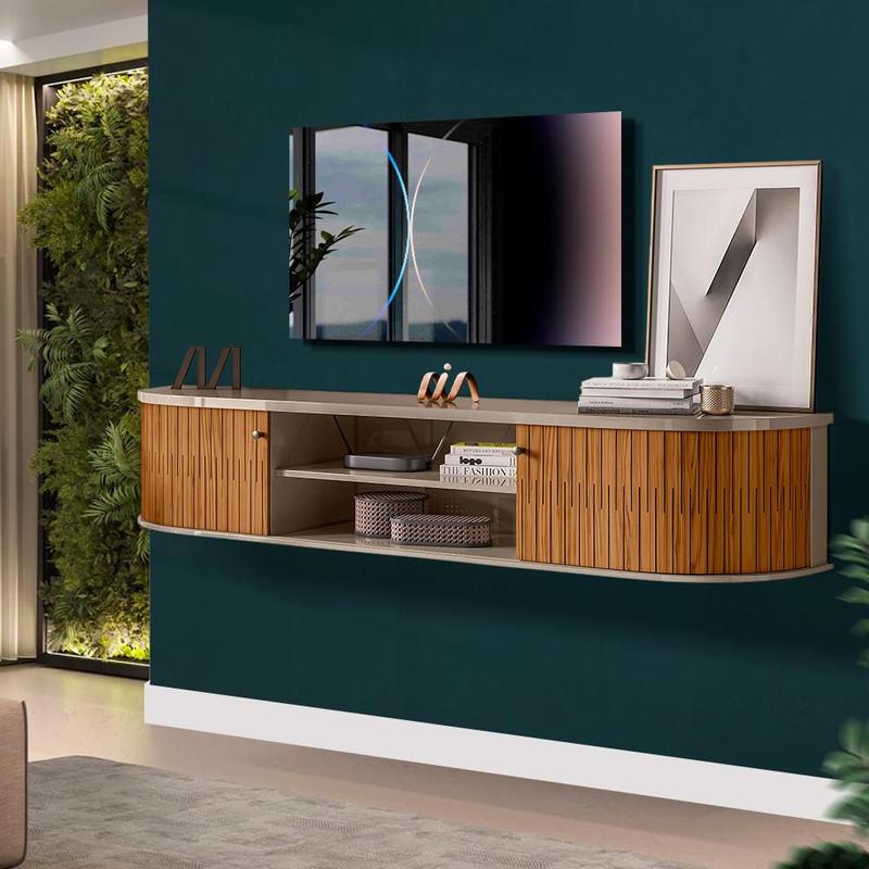 Rack Para Tv Até 75 Polegadas Suspenso Ripado Fendi Naturale Hannes ...