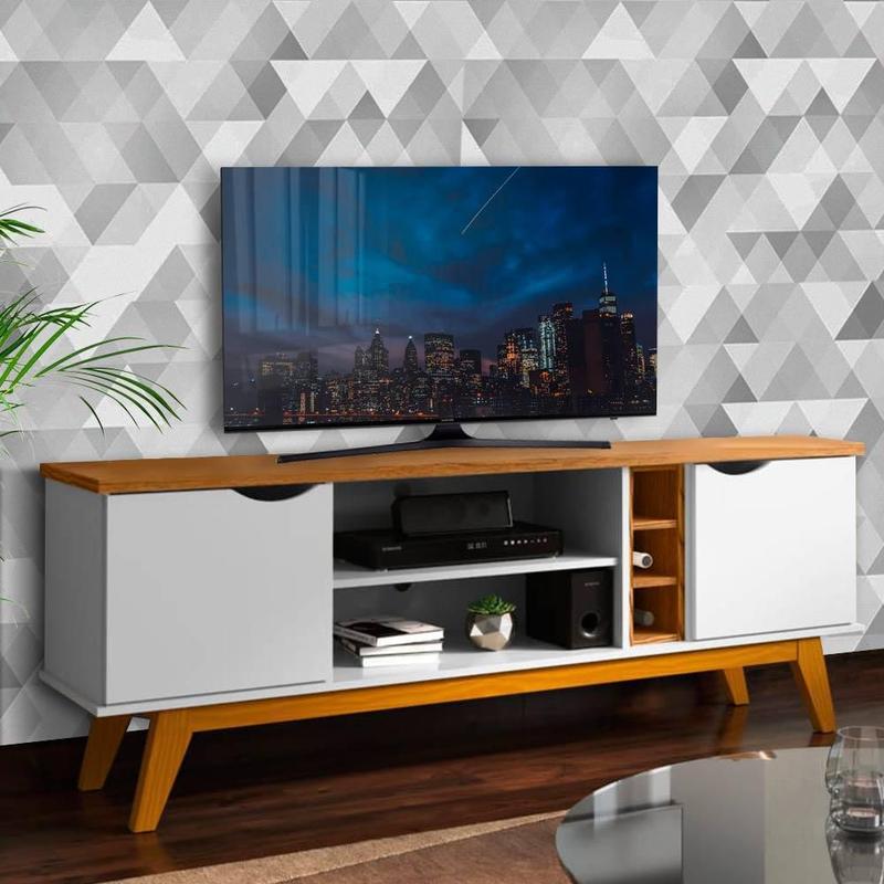 Rack Para TV Branco Acetinado Cumaru Prism Patrimar - Rack - Magazine Luiza