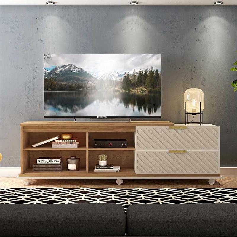 Rack Para TV sala Bancada Buriti Off White Harmony Caemmun - Rack ...
