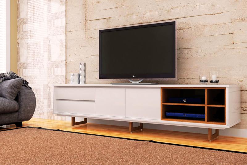 Rack Para TV Sala Mdf Com Nicho E Pés Amadeirado Móveis Carvalho De 2 ...