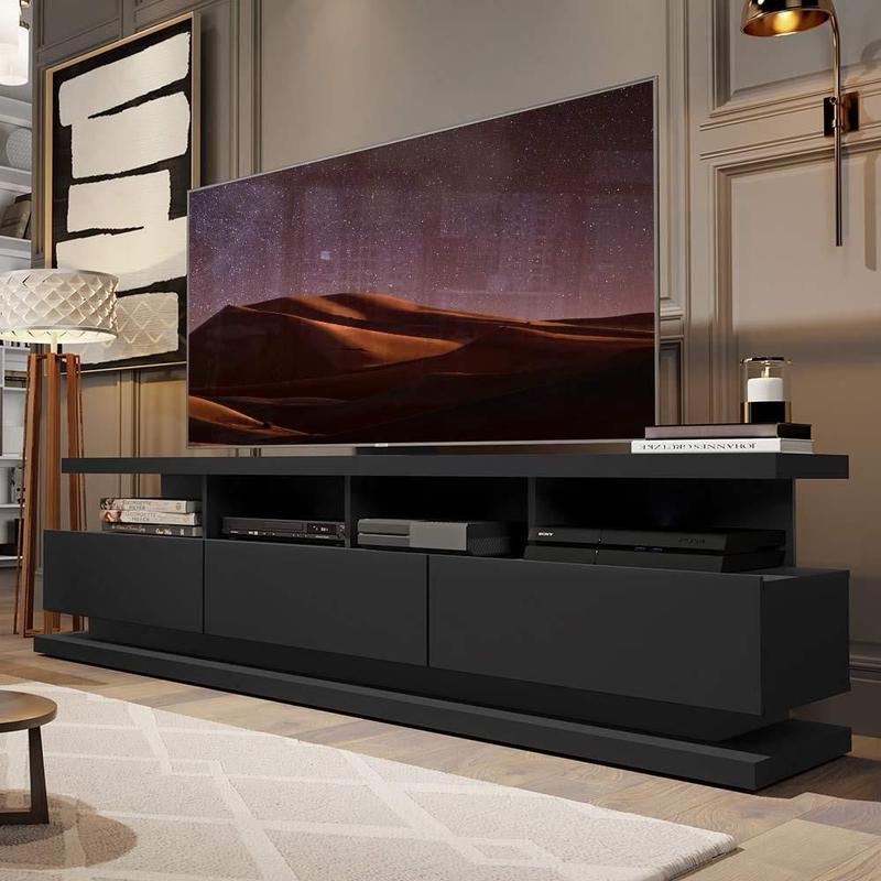 Rack Preto Para Sala Com Gavetas Vivare 1.8 Germai - Rack - Magazine Luiza