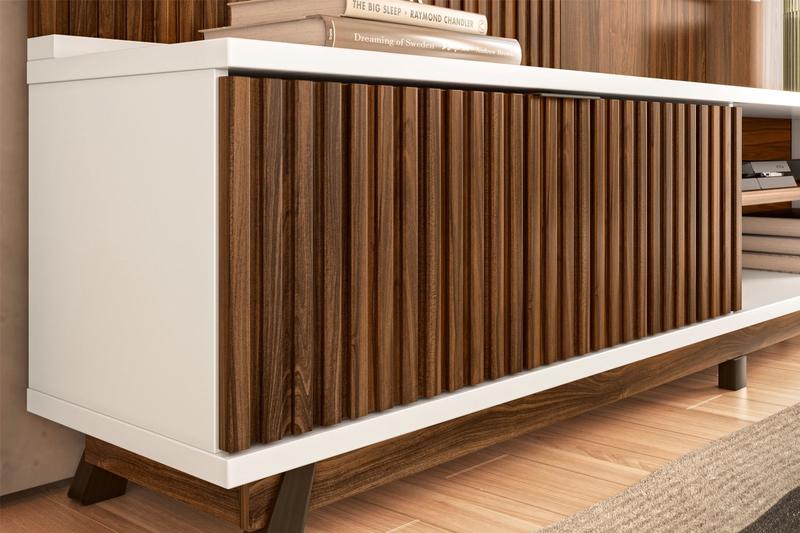 Rack Ripado para TVs 75 Polegadas Leila Palisandro Branco - Möbler ...