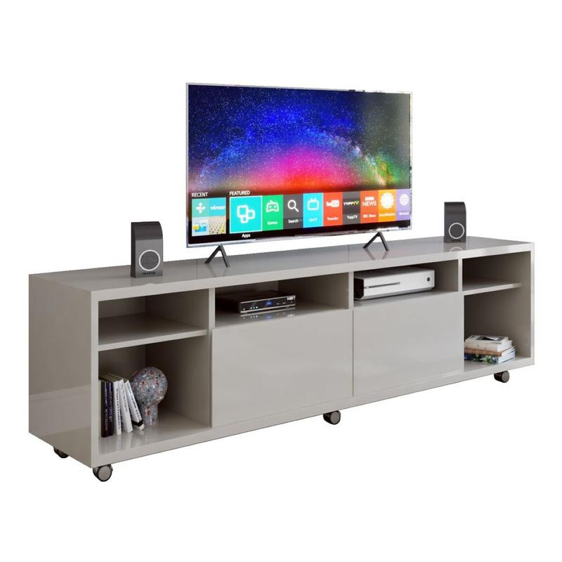 Rack Sala 60 Polegadas Altura 57 Cm Largura 180 Cm Com Rodas 2 Gavetas ...