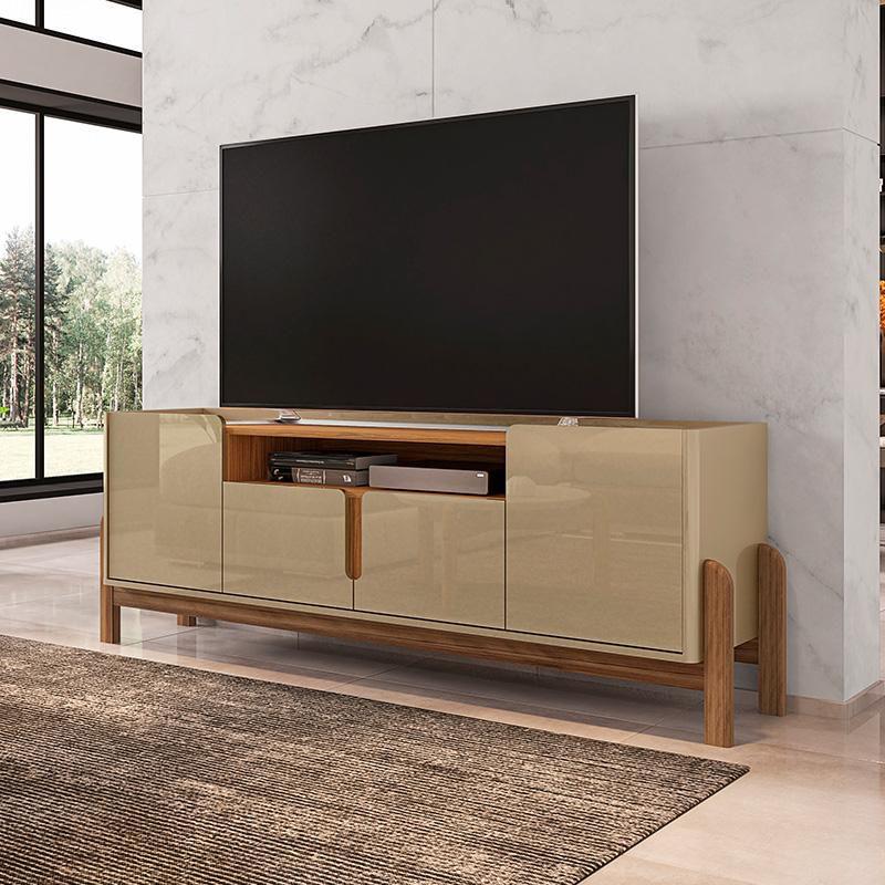 Rack Sala Lizz 190 Com 4 Portas Soft-Close e Pés de Madeira - Casa D ...