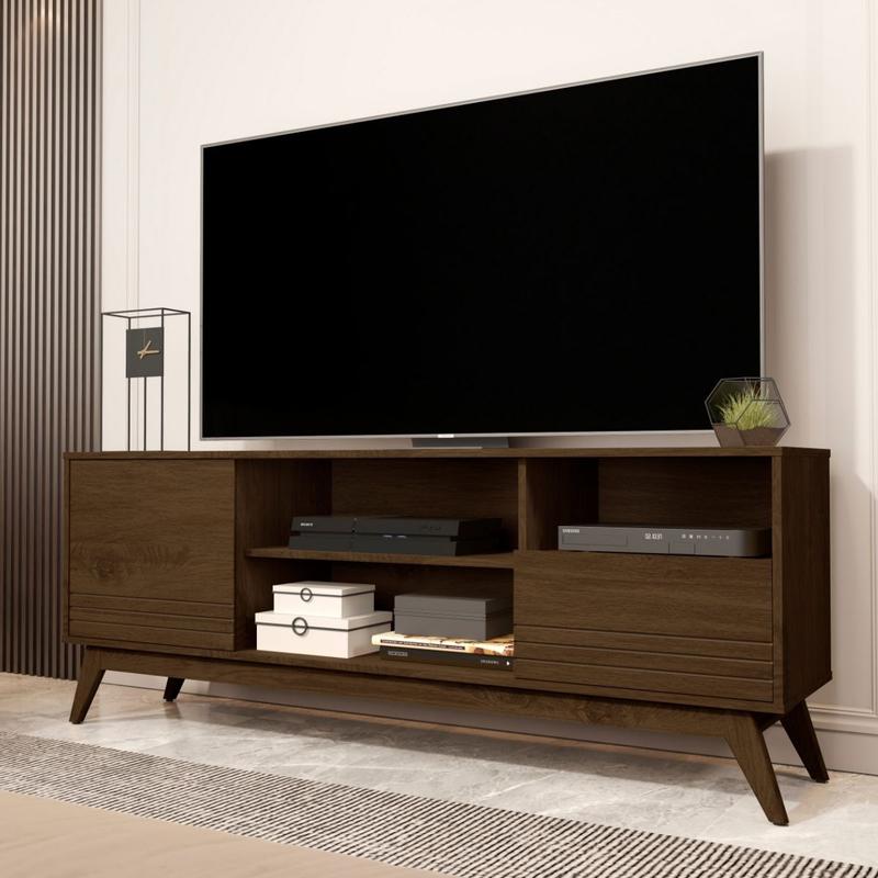 Rack TV 55" com 2 Portas / Pés Estilo Retrô / Nichos - Mod.2009 ...