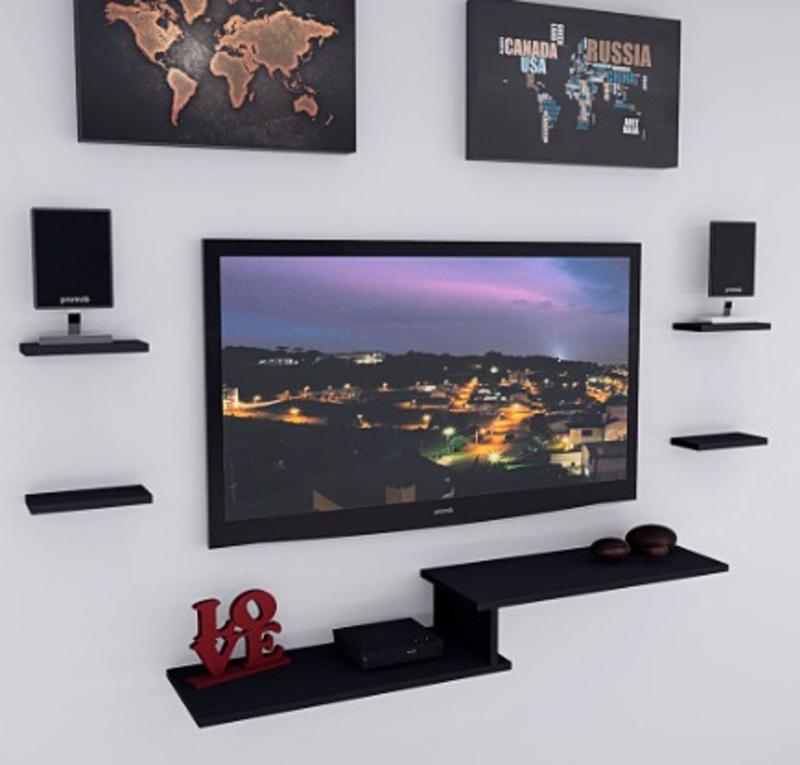 Rack Tv Suspenso em MDF Branco Sem Painel Decorado - Moveis Lindo ...
