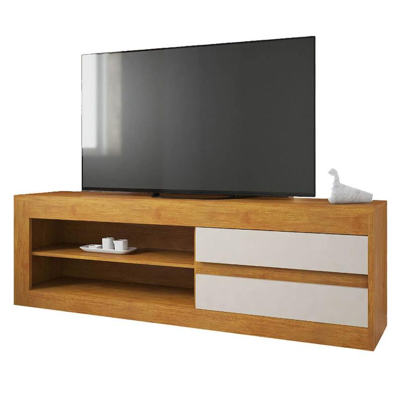 Rack Zoom com 2 Gavetas Para TV até 55 Polegadas Cor Mel Off White ...