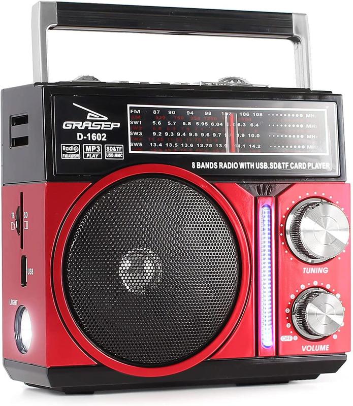 Radio AM/FM Portátil Retrô Vintage Grasep D-1602 - Rádio Portátil ...
