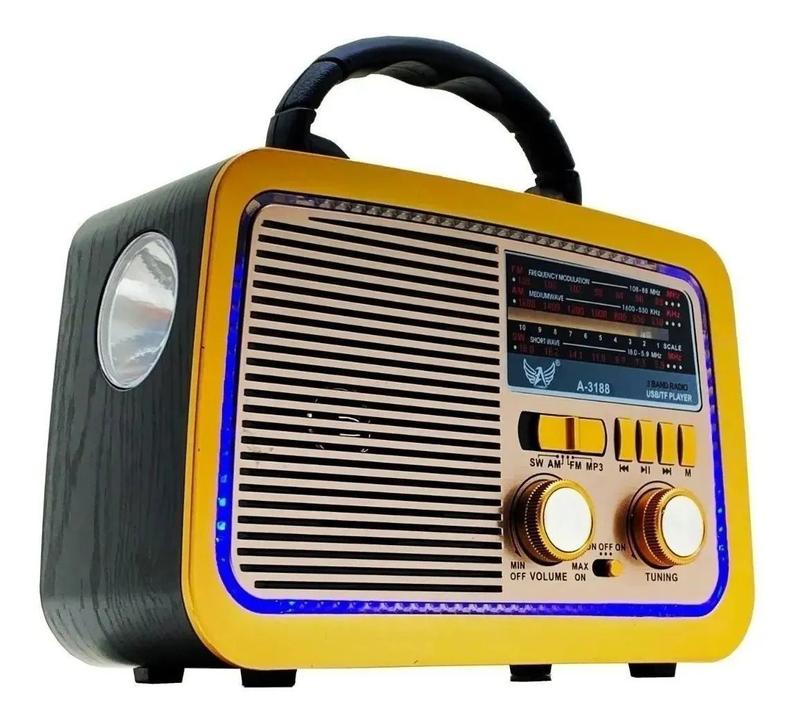 Rádio AM/FM Retrô USB AUX com Lanterna A-3188 - Altomex - Rádio ...