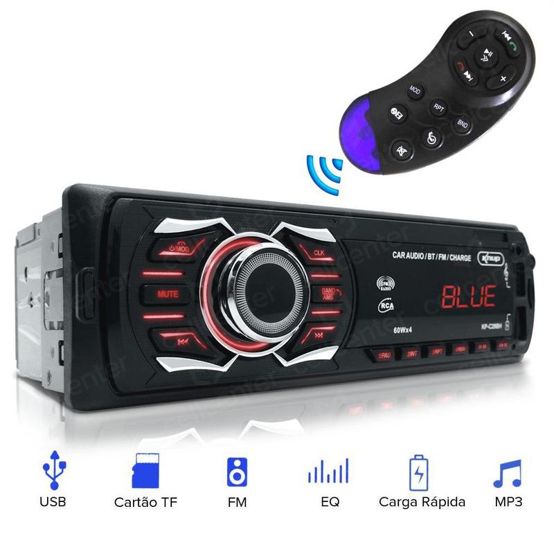 Radio automotivo bluetooth USB e leitor de cartão SD MP3 Fm Knup KP-C29BH - Som Automotivo ...