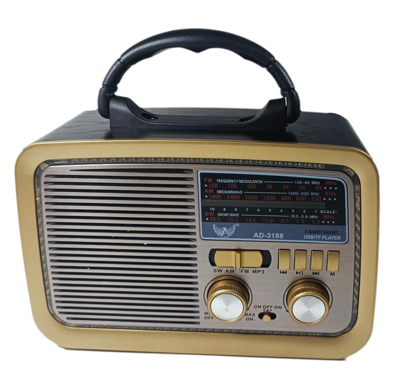 Radio Portátil Retro Bluetooth Com Bateria Recarregável Am Fm Sd Usb ...