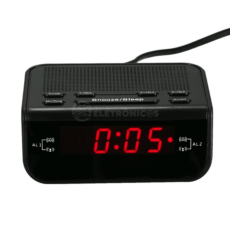 Rádio Relógio Alarme Despertador Digital AM/FM Com Alarme Função Soneca ...