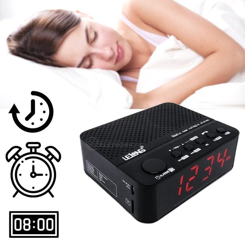 Rádio Relógio Alarme Despertador Digital Am/Fm De Mesa - Lelong - Rádio ...