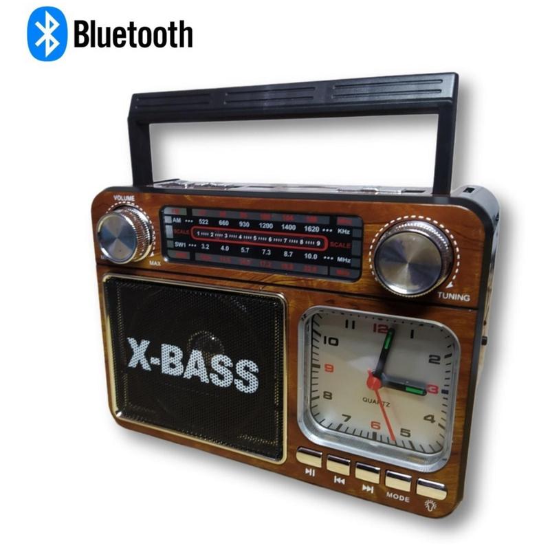 Rádio Relógio Retro Bluetooth Vintage Fm Am Sw Usb Portátil - AD-136/KA ...