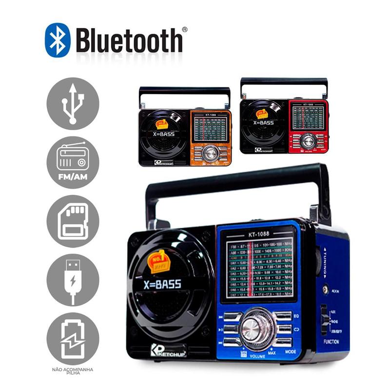 Radio Retro Com Bluetooth Fm Am Mp3 Alta Sensibilidade Recarregável USB ...