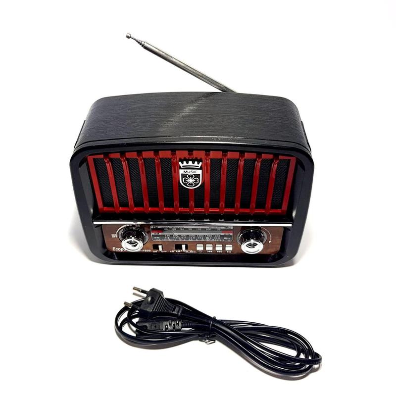 Rádio Retrô Ecopower com lanterna AM FM SW 3 BAND USB/TF MUSIC PLAYER ...